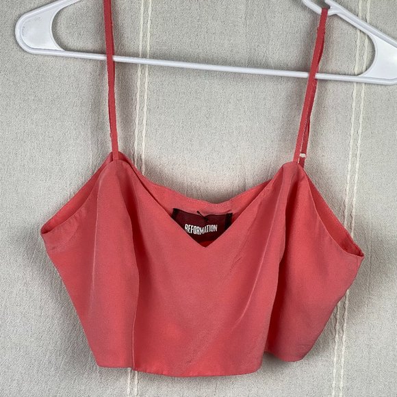 Reformation | Tops | Reformation Salmon Sheer Crop Top Tank Size Large ...